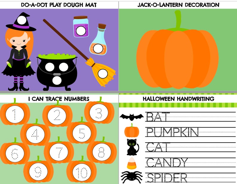 Halloween Themed Busy Book Printable Worksheets Set Matching - Etsy