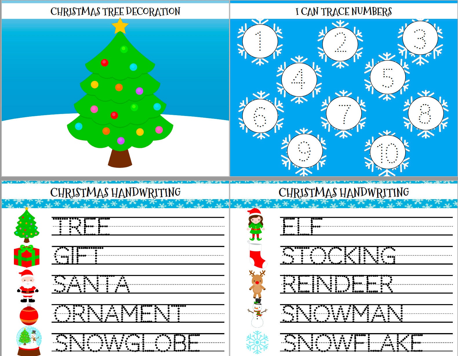 Christmas Themed Busy Book Printable Worksheets Set Matching | Etsy