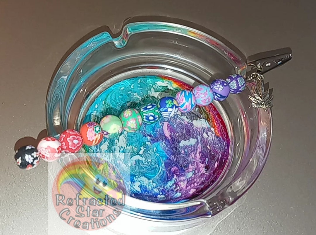 Colorful Glass Ashtray and Clip Set - Etsy