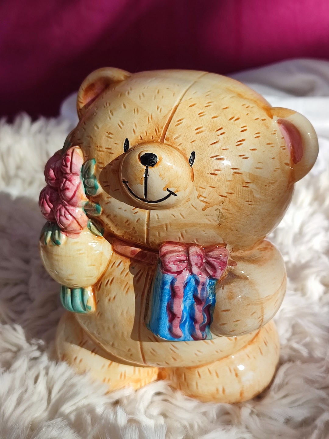 Vintage Teddy Bear Money Bank Forever Friends Cute Bear Money Box Coin ...
