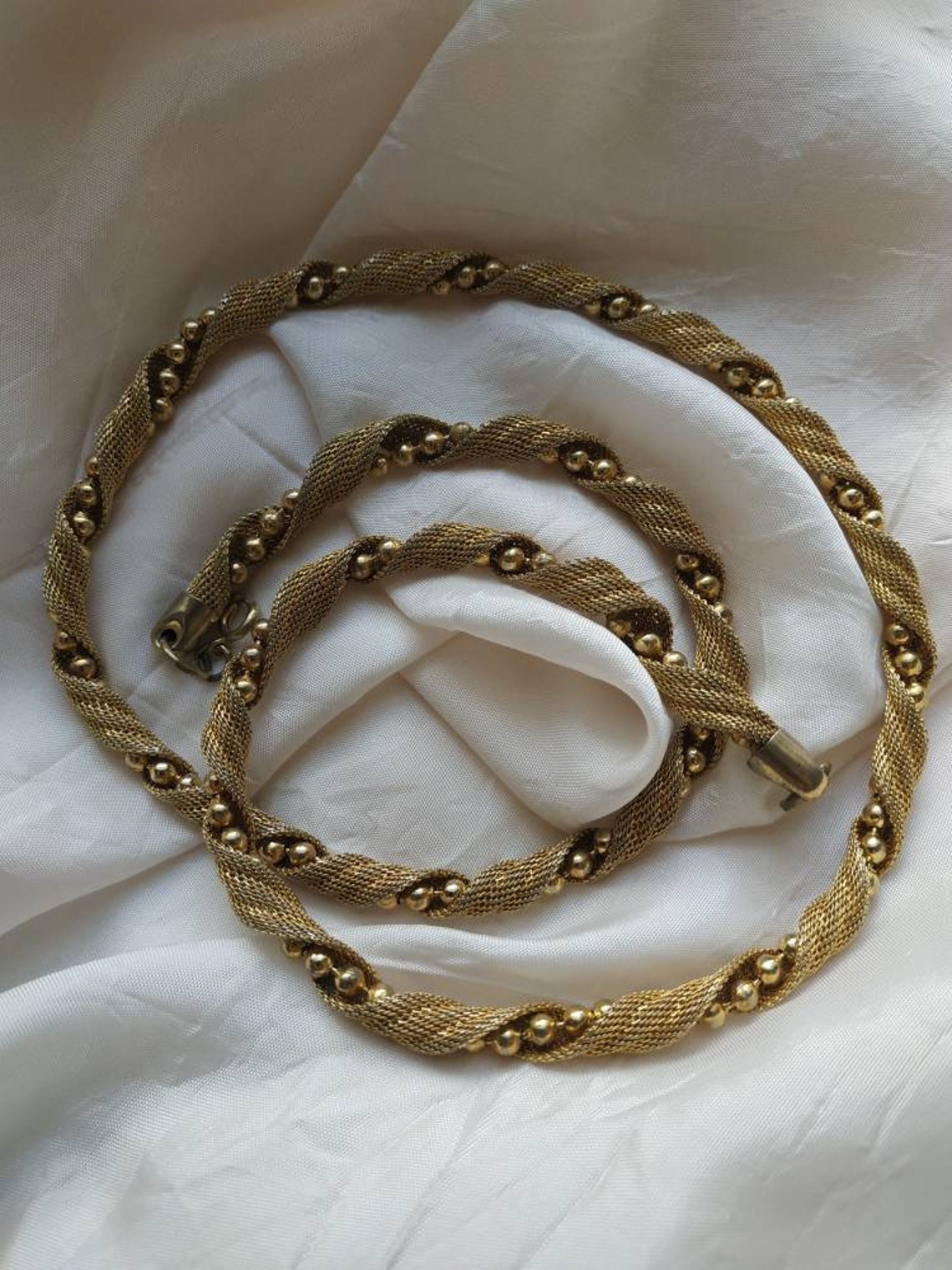 80s Golden Chain Necklace Twisted Chain Double Chain Bouble | Etsy