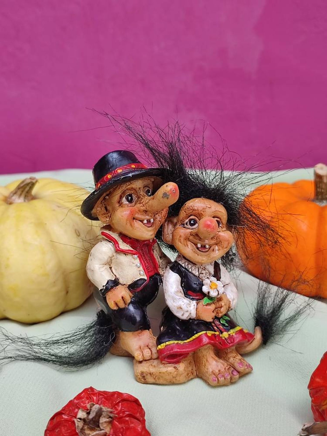 Vintage Norwegian Troll Dolls Couple of Little Trolls Scandinavian Home ...