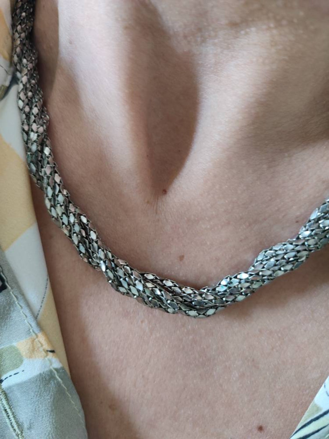 Vintage Silver Tone Serpent Chain Necklace Snake Chain Every Day Wear ...