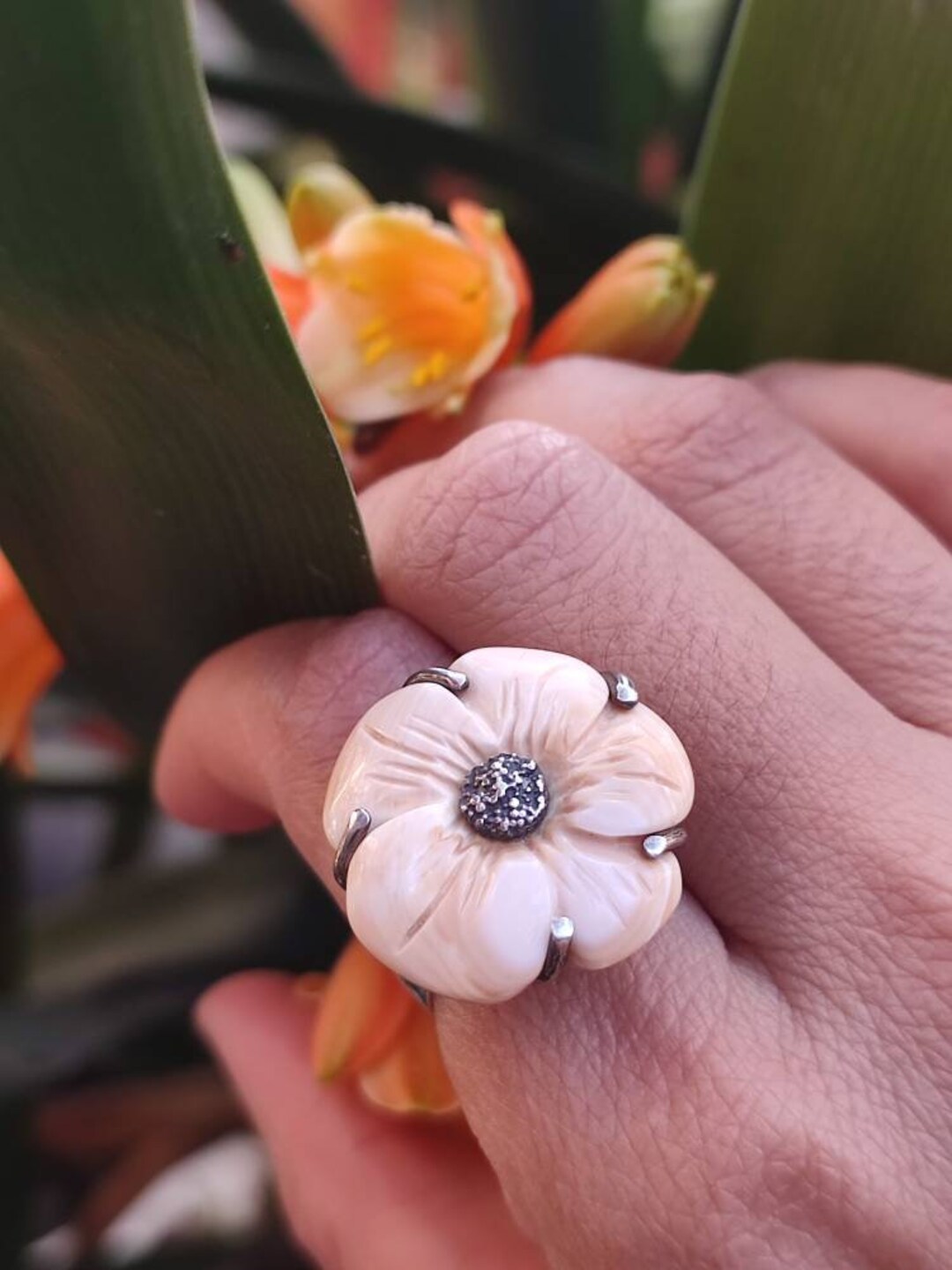 Vintage Daisy Ring Silver 925 Adjustable Size Ring Flower Ring Romantic ...