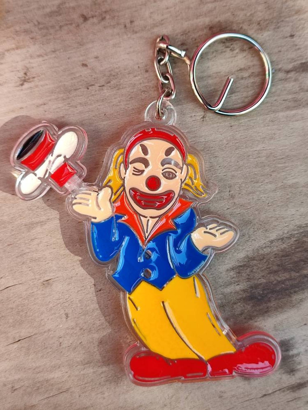 Vintage Clown Key Chain Circus Clown Figure Key Ring Retro Fashion Key ...