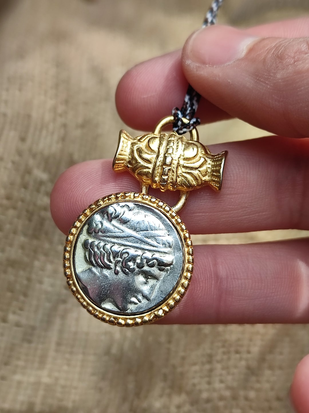 Ancient Greek Goddess Pendant Mixed Metal Ancient Greek Female Portrait ...