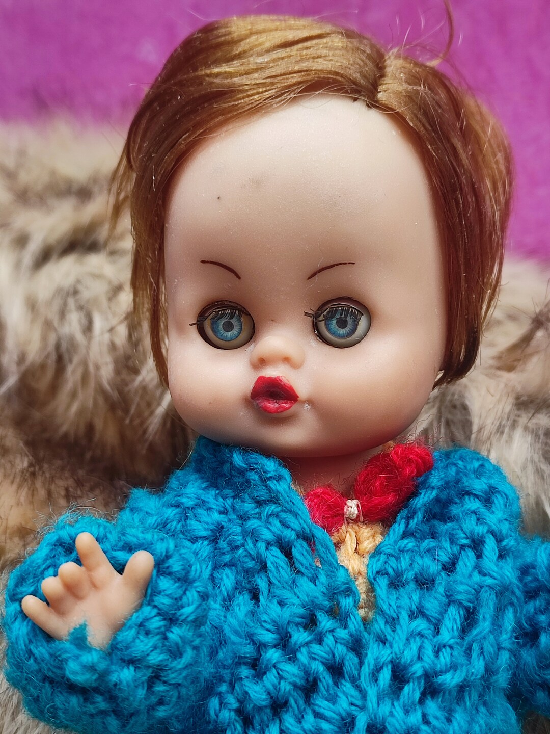 Vtg 1960s Rubber Doll Celluloid Doll Hand Knitted Outfit Doll Old ...