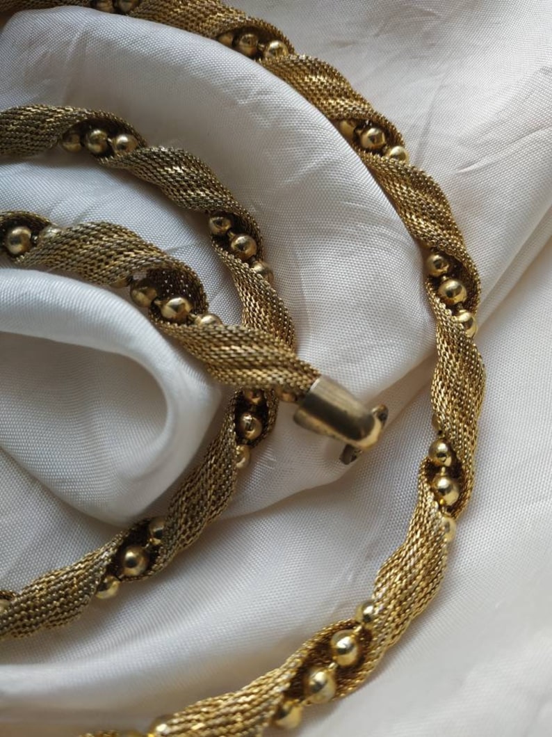 80s Golden Chain Necklace Twisted Chain Double Chain Bouble | Etsy