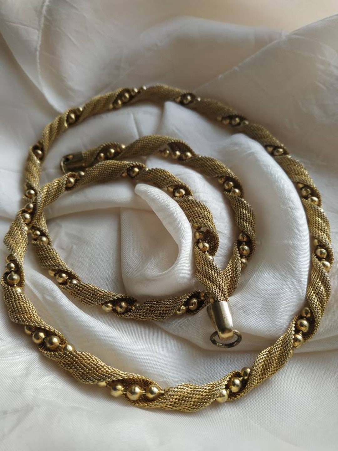 80s Golden Chain Necklace Twisted Chain Double Chain Bouble Chain ...