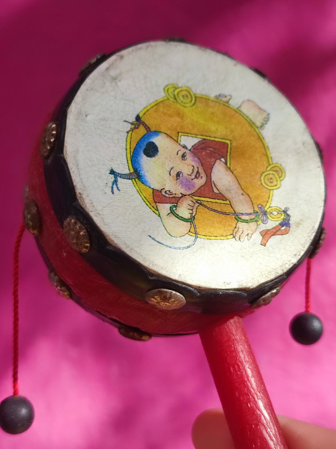 Old Traditional Chinese Spinning Pallet Drum Musical Instrument for ...