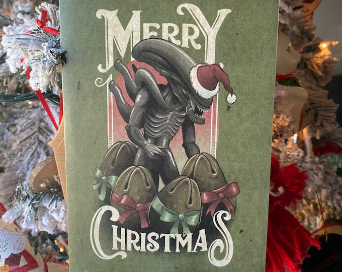 Alien Xenomorph Vintage Style Christmas Card - Etsy