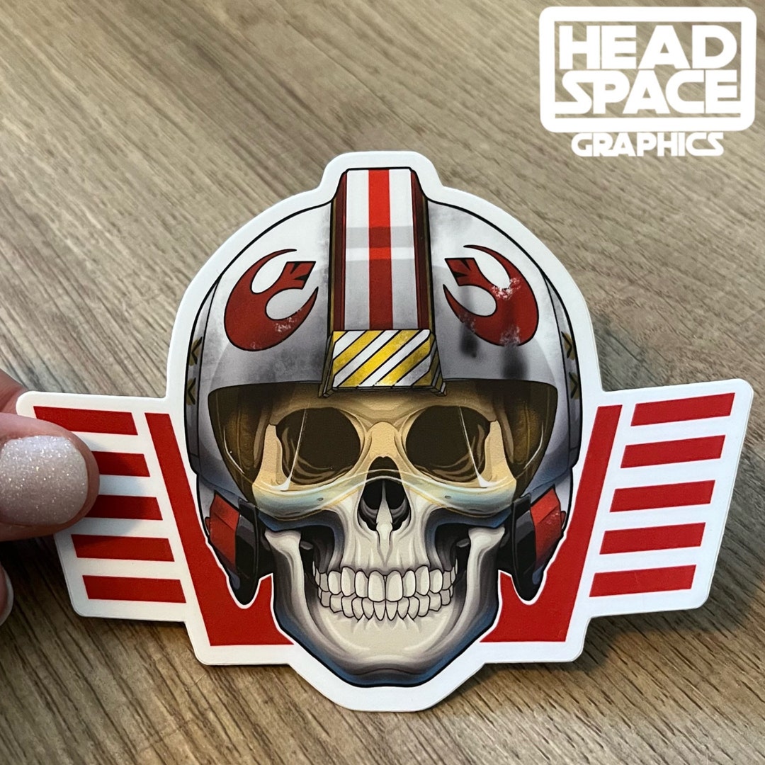 Star Wars Luke Skywalker Red Five Inspired Skull Pilot Vinyl Sticker - Etsy