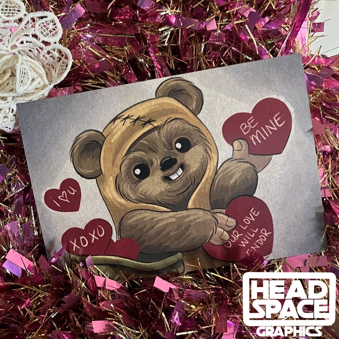 Star Wars Ewok Inspired Vintage Valentines Day Greeting Card Digital ...