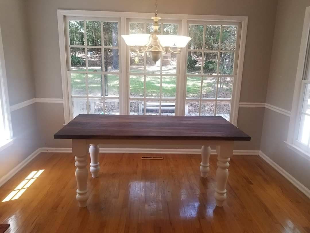 Walnut Dining Table / Farmhouse Table / Chunky Leg Table Base - Etsy