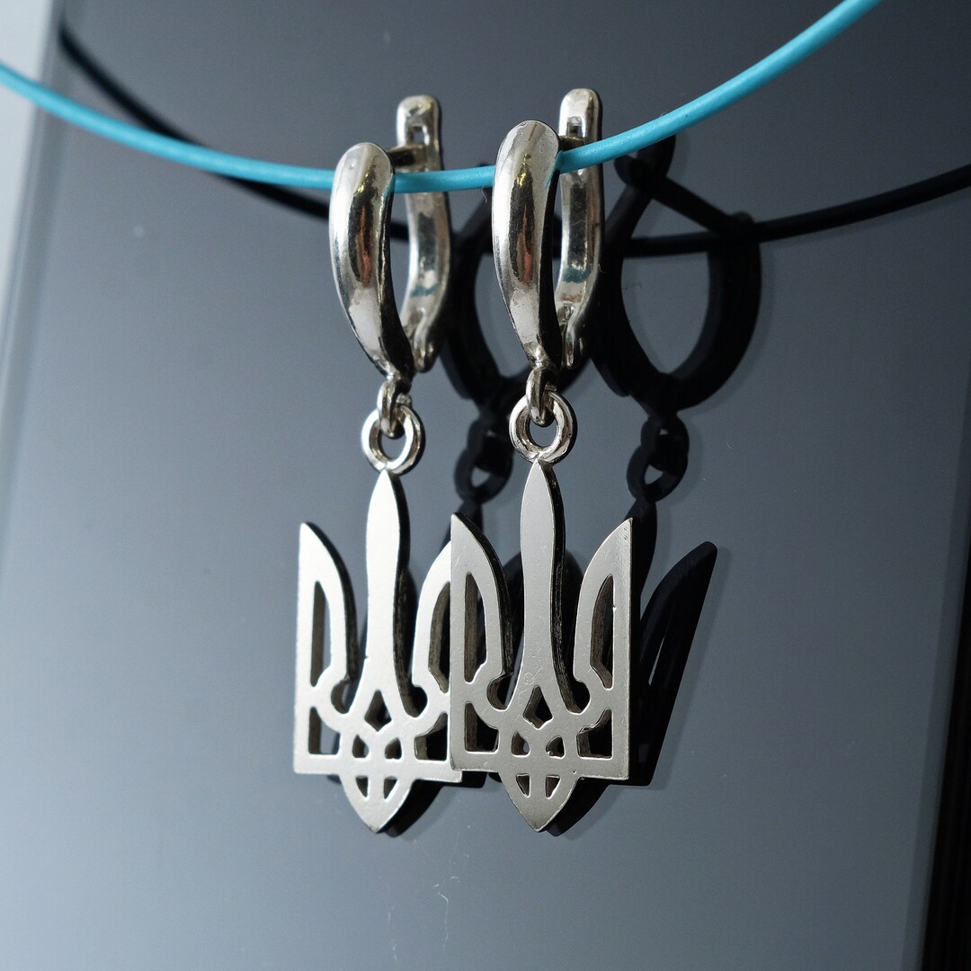 Ukrainian Tryzub, Ukraine Symbol Trident Dangle Earrings, Ukraine ...