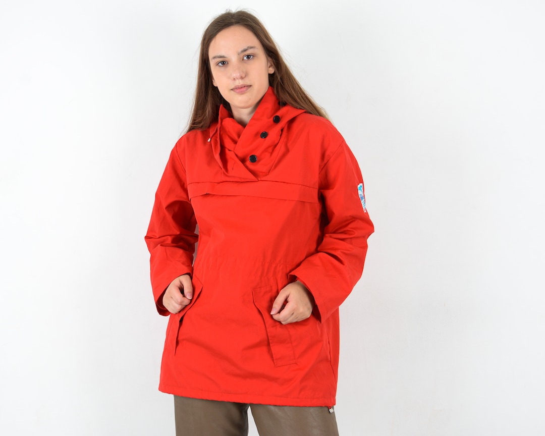 Vintage NOREFJELL Women L Anorak Parka Windbreaker Pullover Jacket Red ...
