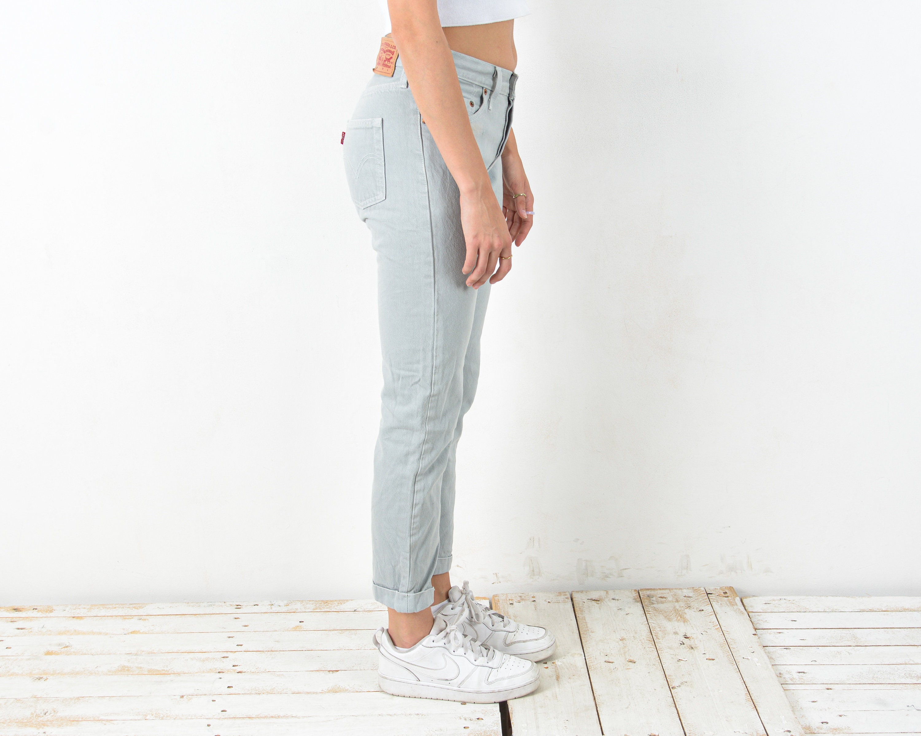 Vintage LEVI Strauss Women S 501 Jeans Grey Denim Trousers Pants off ...