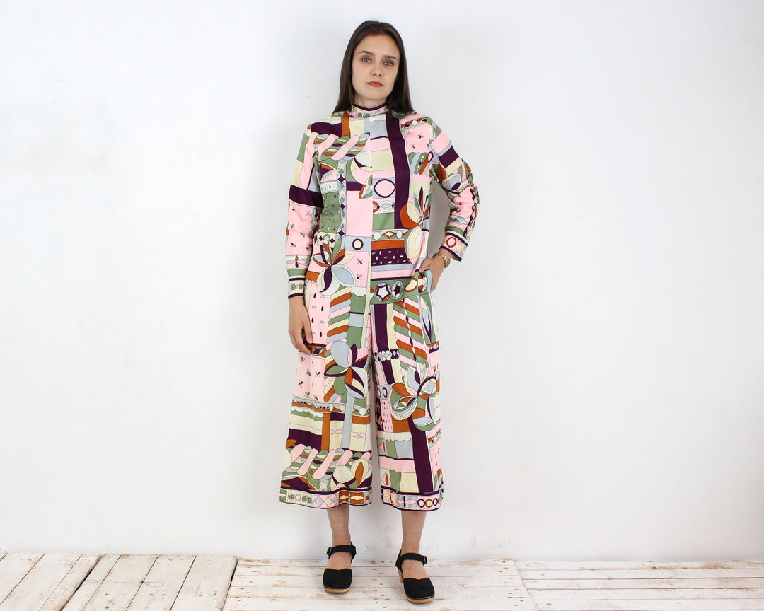 Vintage DORIAN 1960s Women M Jumpsuit, Hollywood Mod Glamour Colourful ...