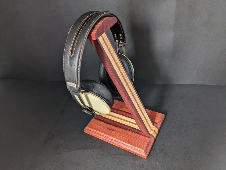 Jarrah and Tasmanian Oak Wood Handcrafted Headphone Stand With Inlay ...