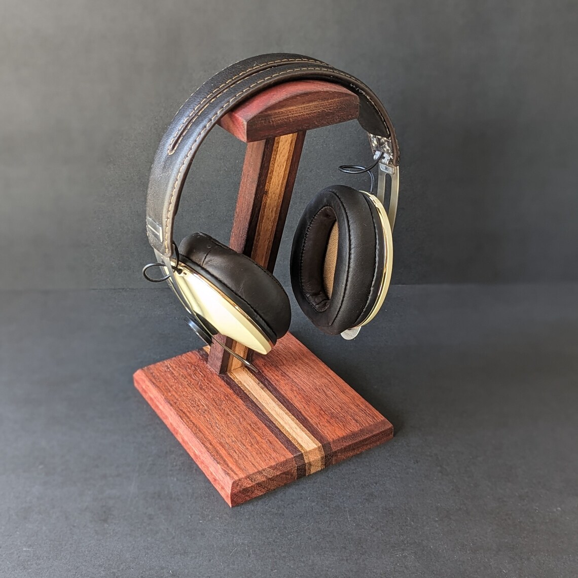 Handcrafted Headphone Stand With Exotic Wood Inlay Incredibly - Etsy