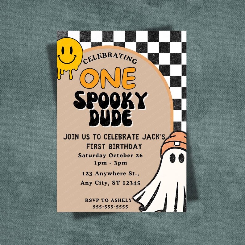 One Spooky Dude Birthday Invitation, Instant Download Template for ...