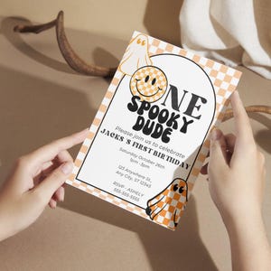 One Spooky Dude Birthday Invitation, Instant Download Template for ...