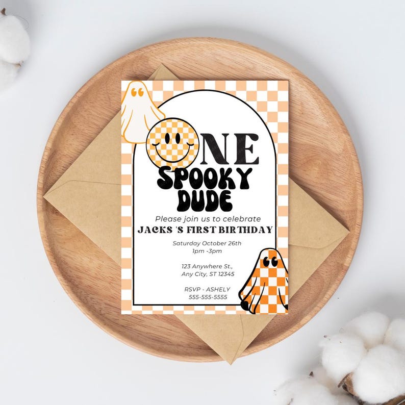 One Spooky Dude Birthday Invitation, Instant Download Template for ...