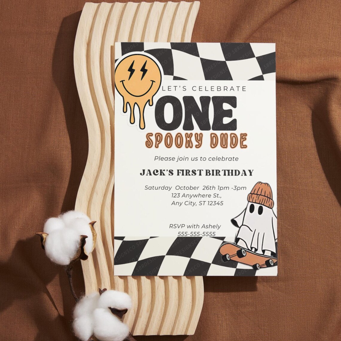 Editable One Spooky Dude First Birthday Invitation, 1st Birthday Party ...