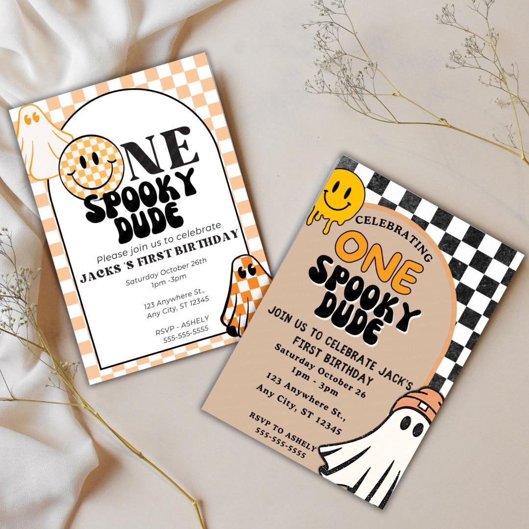 One Spooky Dude Birthday Invitation, Instant Download Template for ...