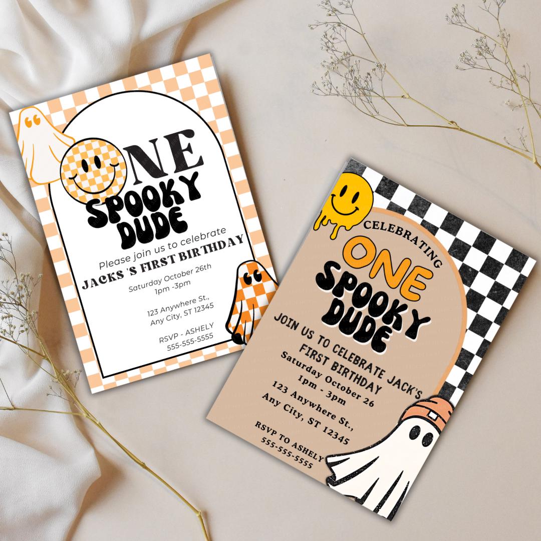 One Spooky Dude Birthday Invitation, Instant Download Template for ...