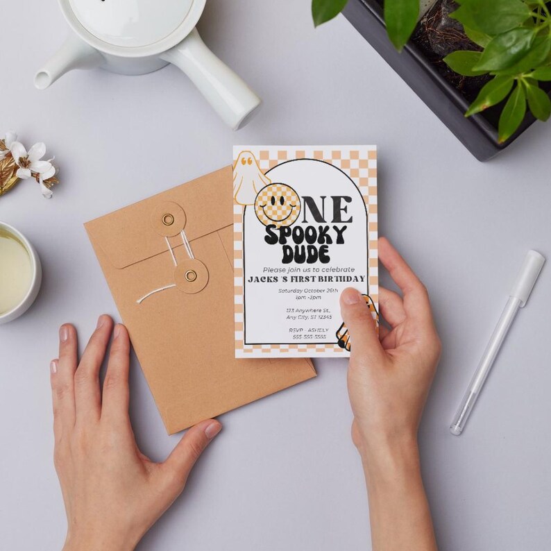 One Spooky Dude Birthday Invitation, Instant Download Template for ...