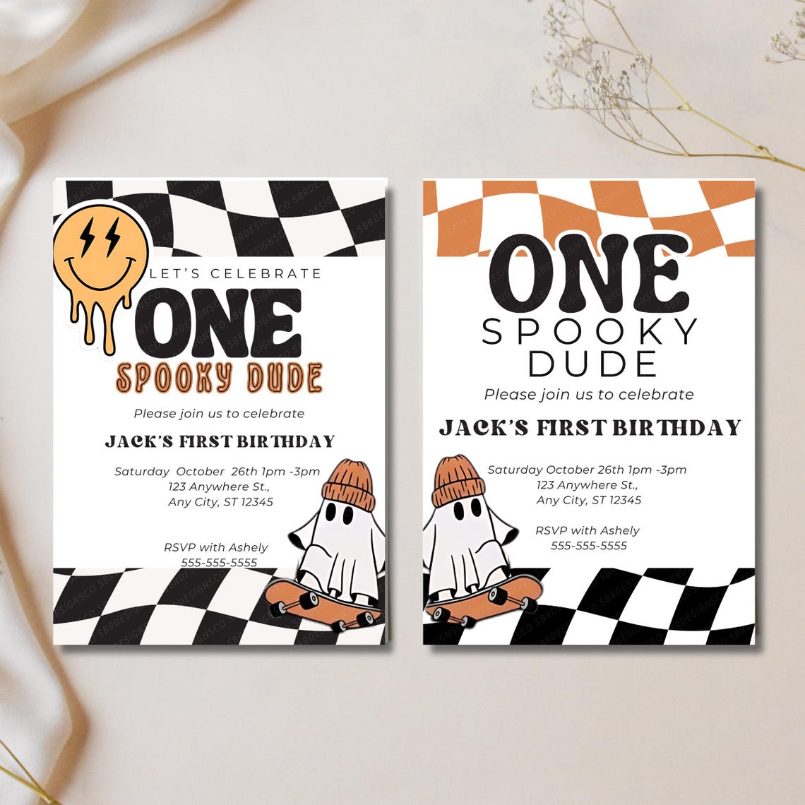 Editable One Spooky Dude First Birthday Invitation, 1st Birthday Party ...