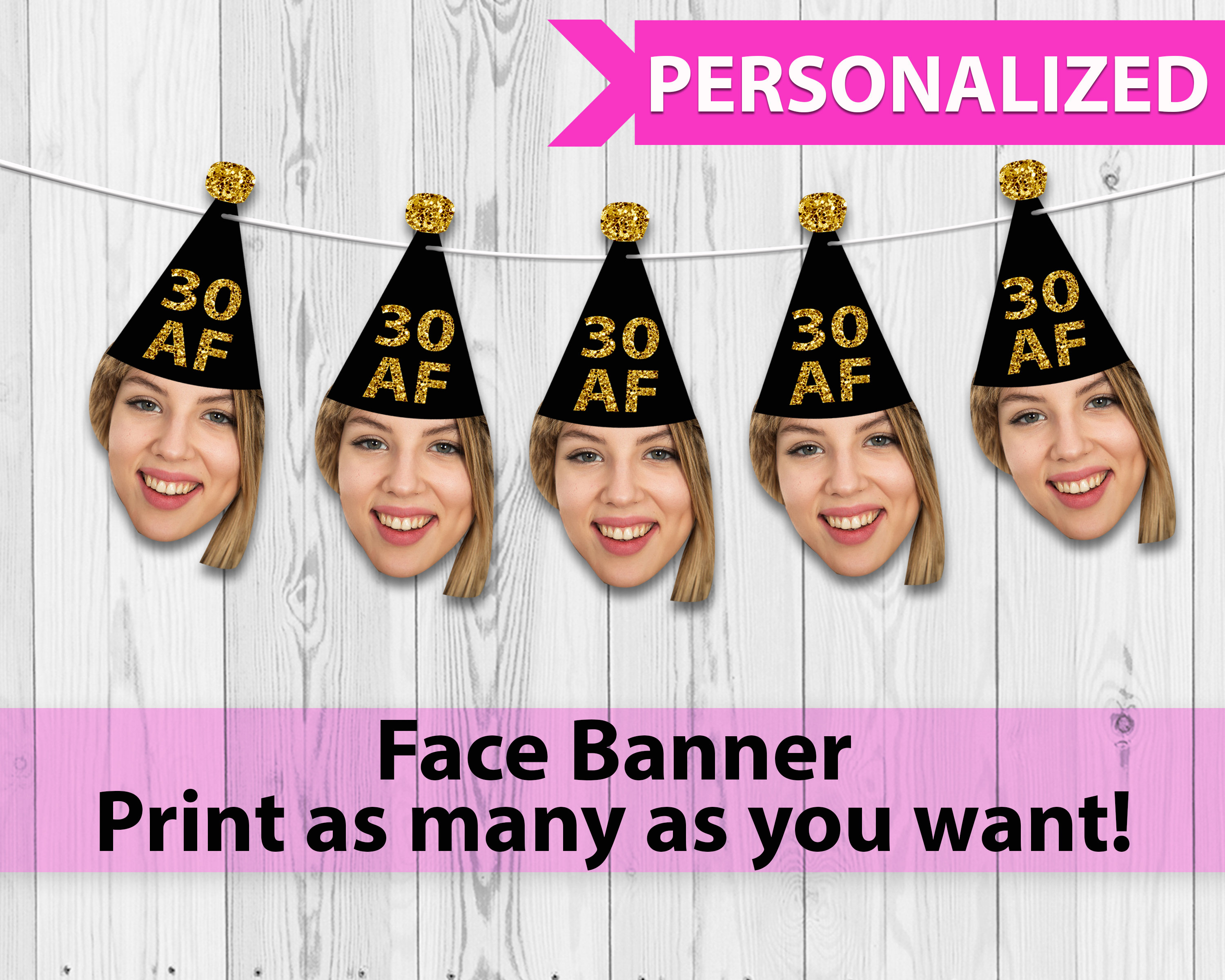 30th Printable Birthday Banner, - Etsy