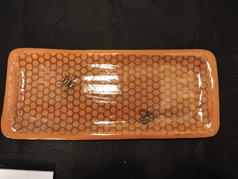 Bumble Bees on Glazed Terra Cotta Platter - Etsy