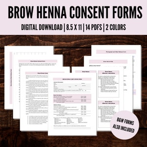 Henna Brow Consent Form, Brow Henna Waiver Form, Henna Brow Tint Intake ...