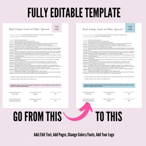 Breast Massage Consent Form: Editable Business Template (canva Template ...