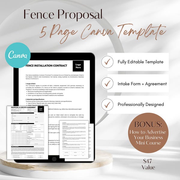 Fencing Contract Template - Etsy