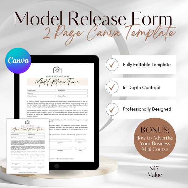 Photo Model Release - Etsy