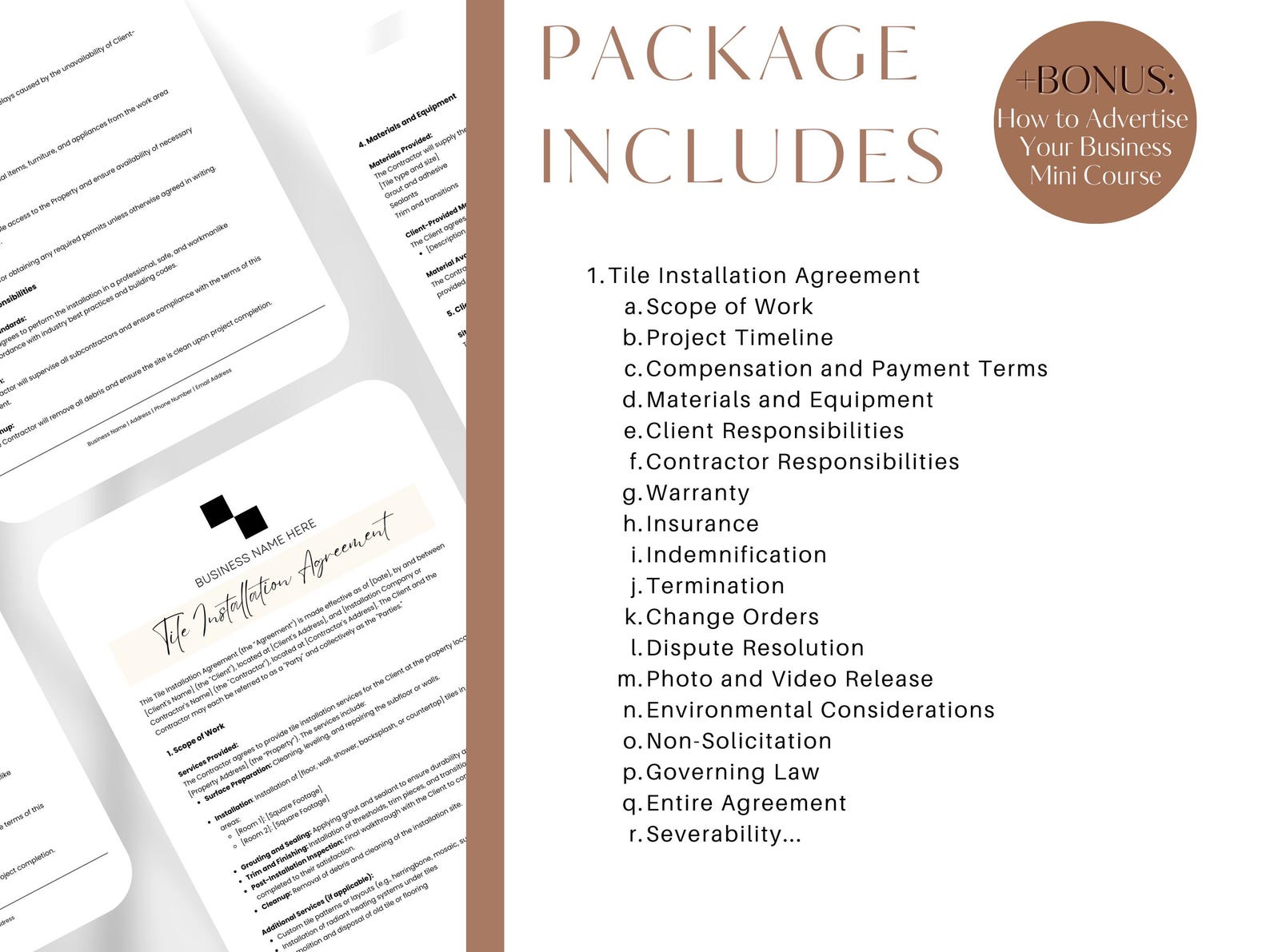 Tile Installation Contract Template: Editable Contractor Agreement ...