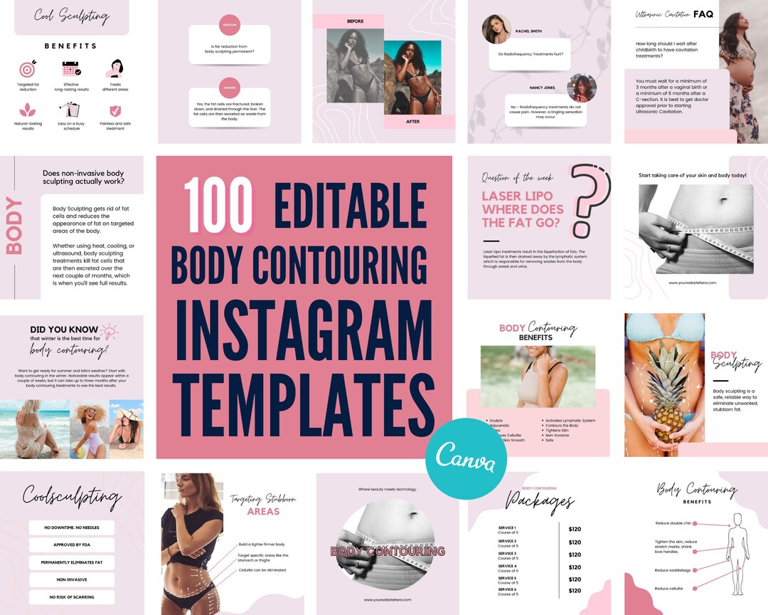 Body Contouring Instagram Post Templates: Editable Canva Social Media ...