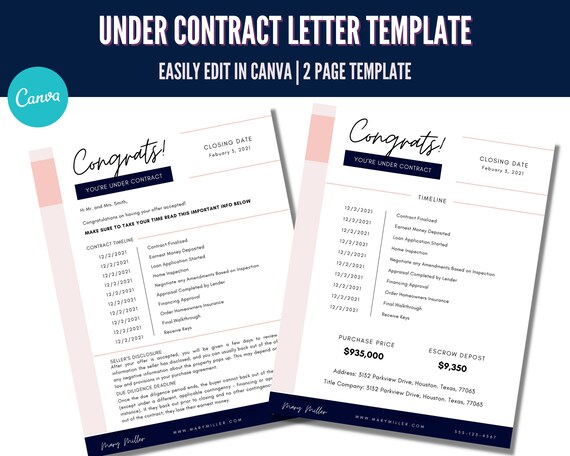 Under Contract Letter Real Estate Flyer Realtor Marketing - Etsy