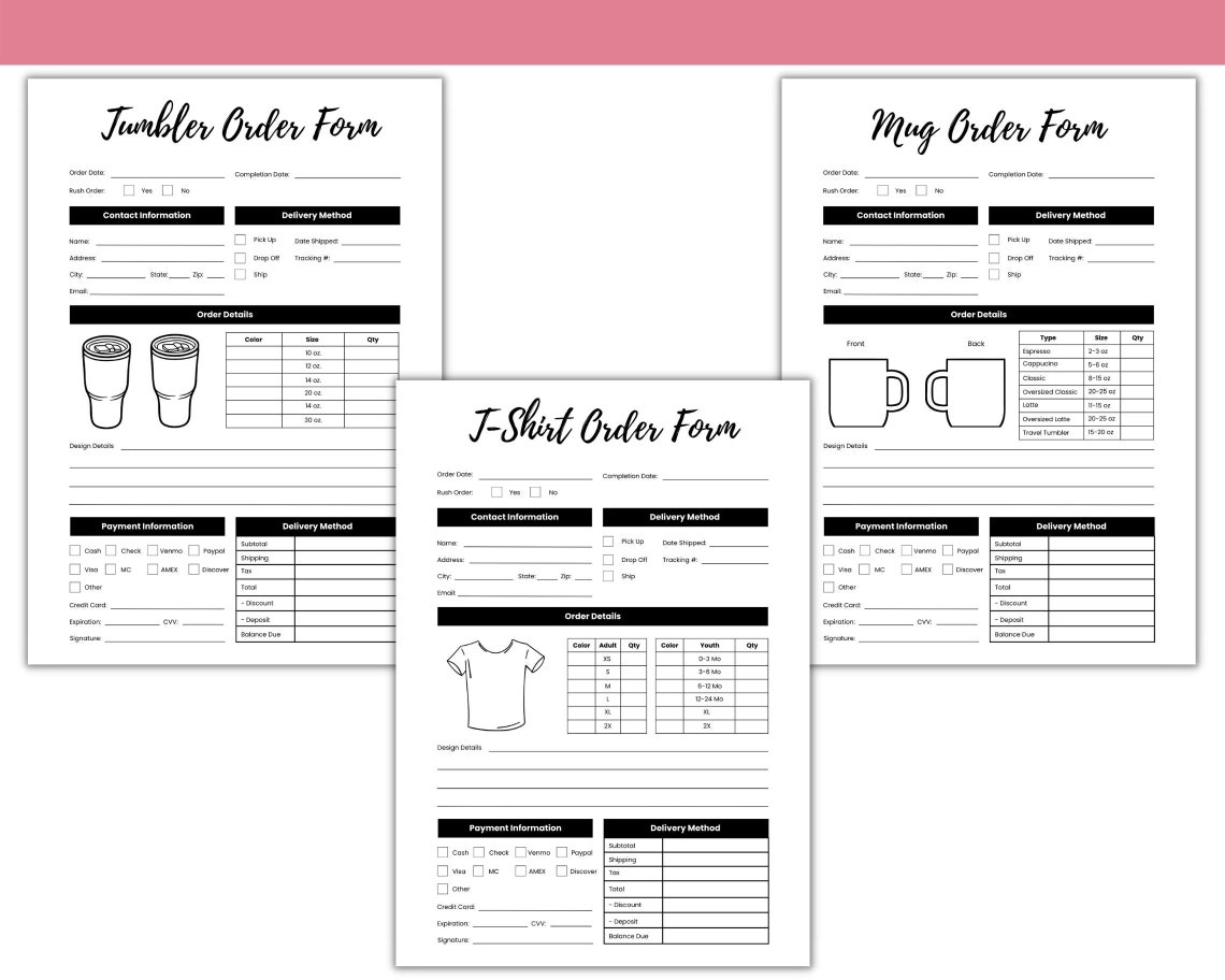 Editable Craft Order Form Templates Order Forms for Craft - Etsy