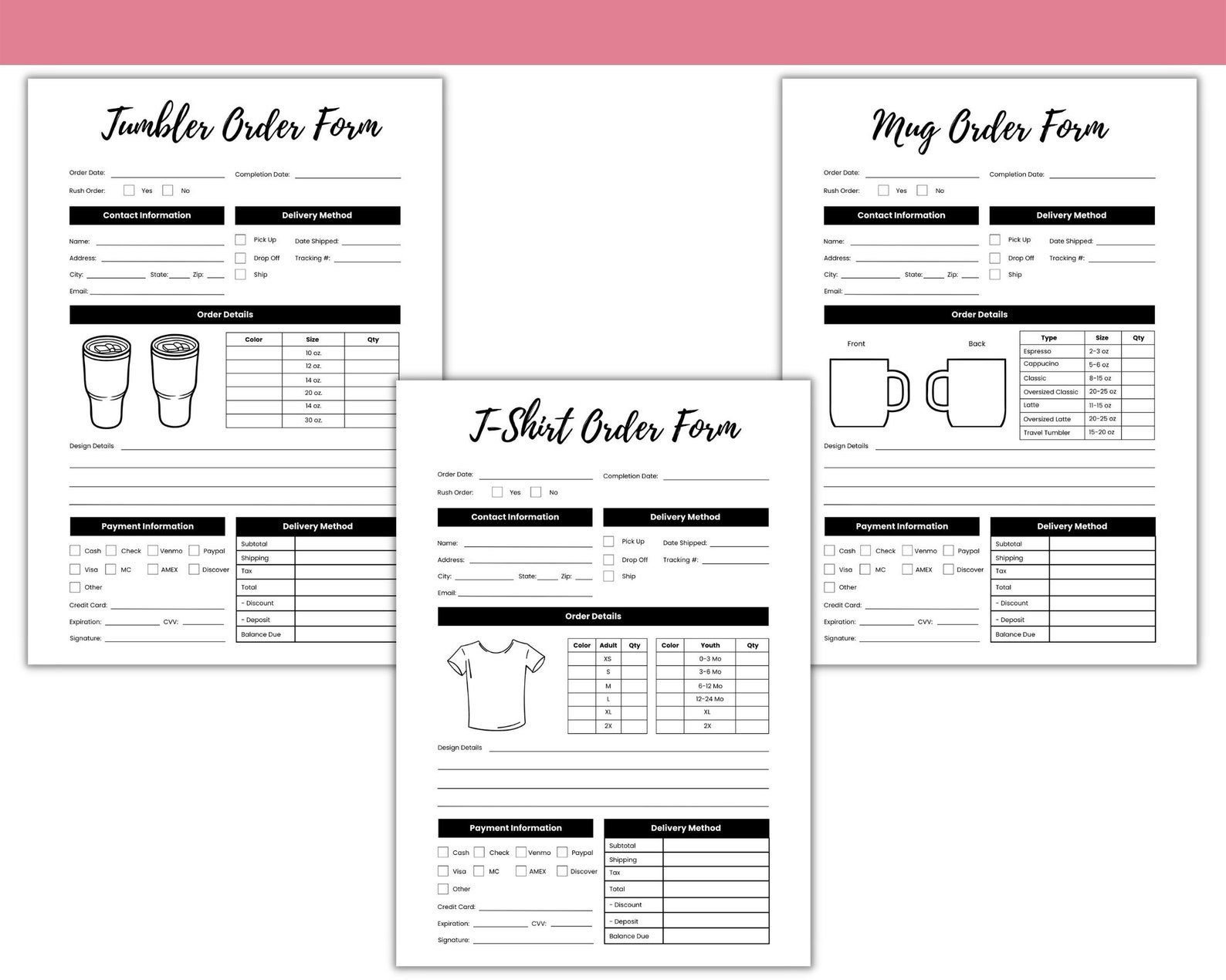 Editable Craft Order Form Templates Order Forms for Craft - Etsy Canada