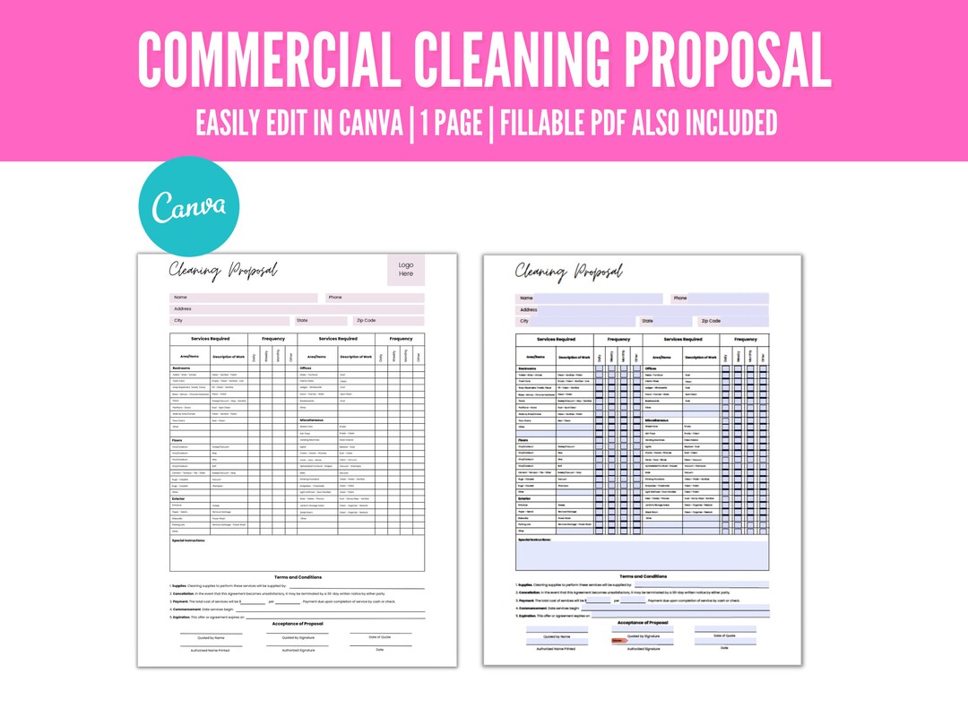 Cleaning Proposal, Commercial Cleaning Proposal, Cleaning Contract ...