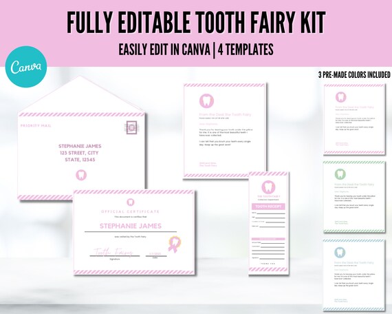 Tooth Fairy Letters Printable Tooth Fairy Letter Kit Tooth - Etsy