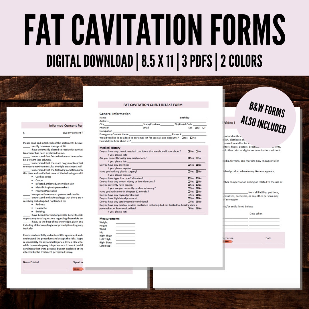 Fat Cavitation Forms: Client Intake & Consent (PDF Download) - Etsy