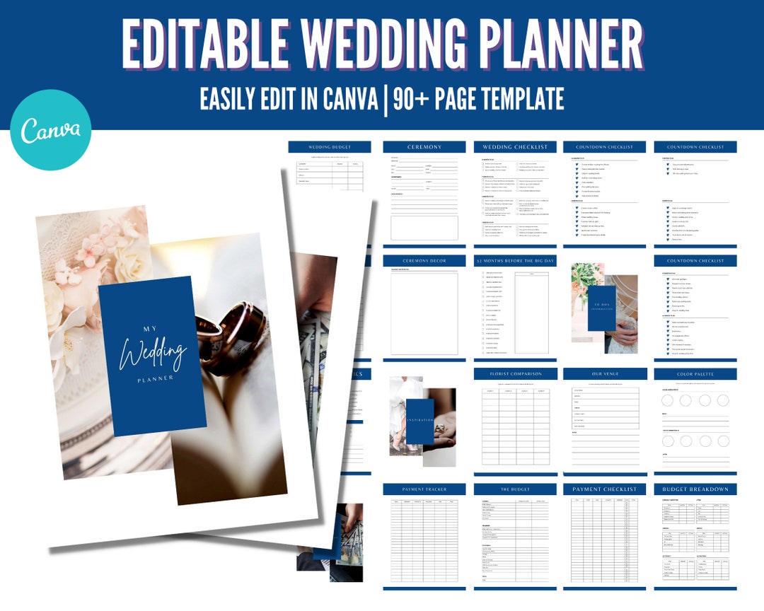 Editable Wedding Planner, Wedding Planner Canva - Etsy