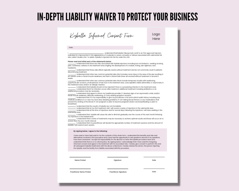Editable Kybella Intake Form, Consent Form PDF, Esthetician Business ...