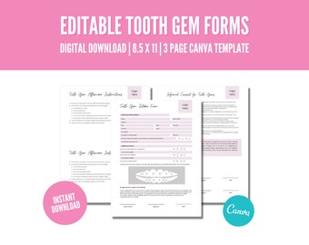 Editable Tooth Gem Consent Form Template - Etsy