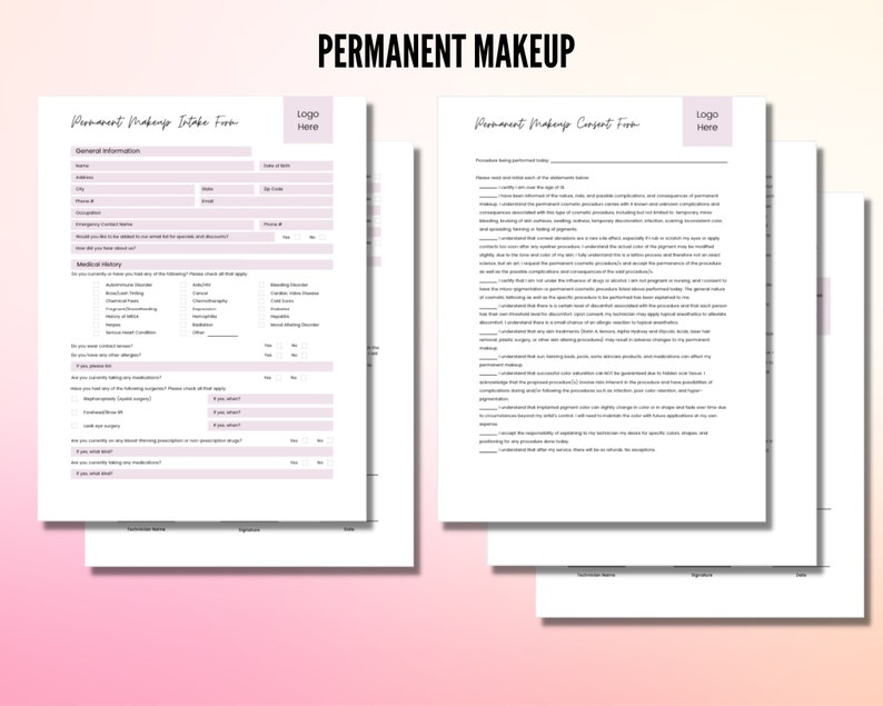 Editable Esthetician Forms: Salon Intake & Consent (85-page Canva ...